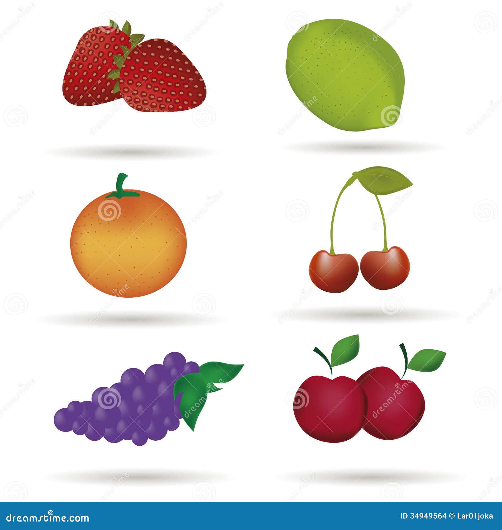 Seis frutas stock de ilustración. Ilustración de manzana - 34949564