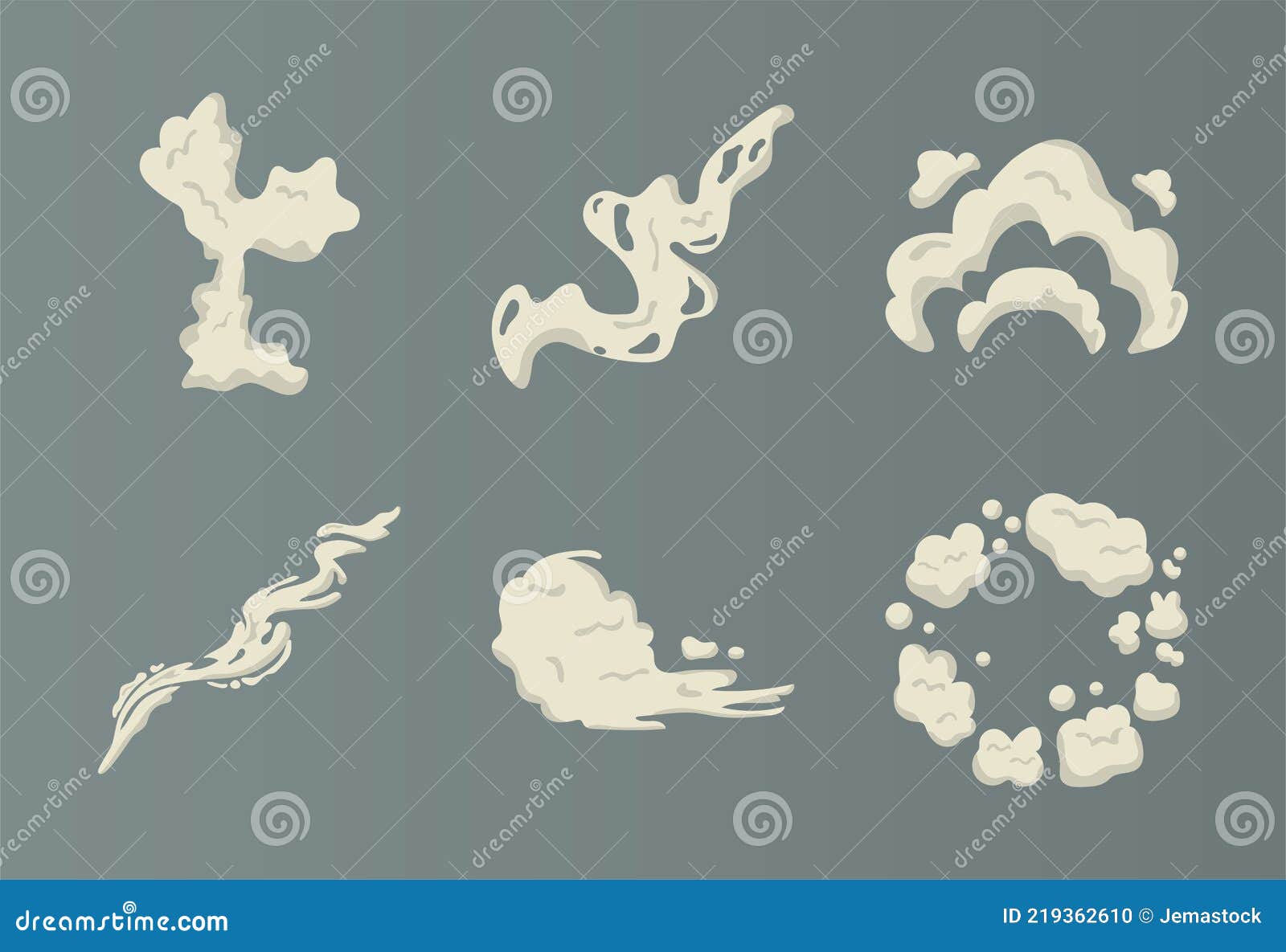 Seis iconos de humo ilustración del vector. Ilustración de burbujas ...