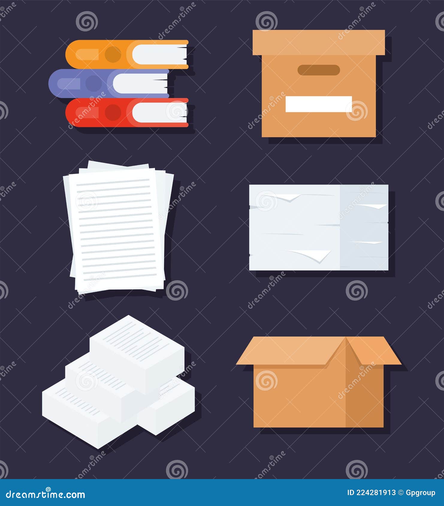 Seis iconos de papel ilustración del vector. Ilustración de empaquetado ...