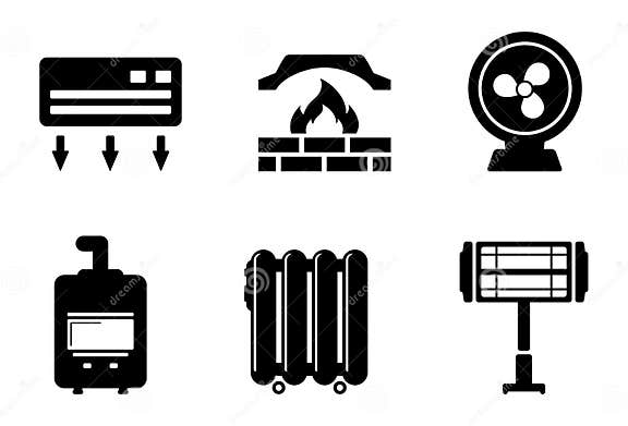 Seis iconos del calor ilustración del vector. Ilustración de muestra ...