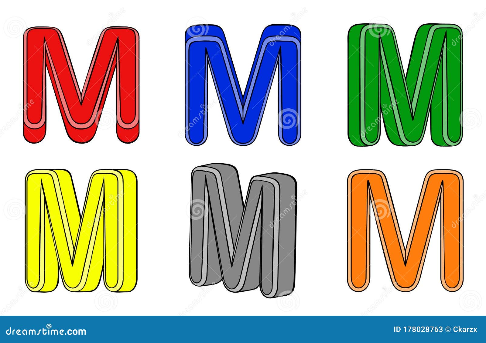 Seis Letras Multicolores M 3d Ilustración del Vector - Ilustración de ...