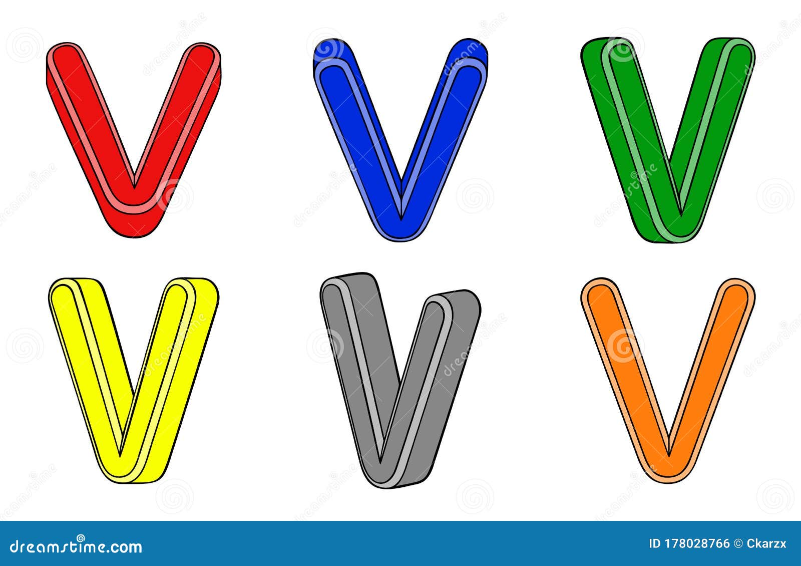 Seis Letras Multicolores V 3d Ilustración del Vector - Ilustración de ...
