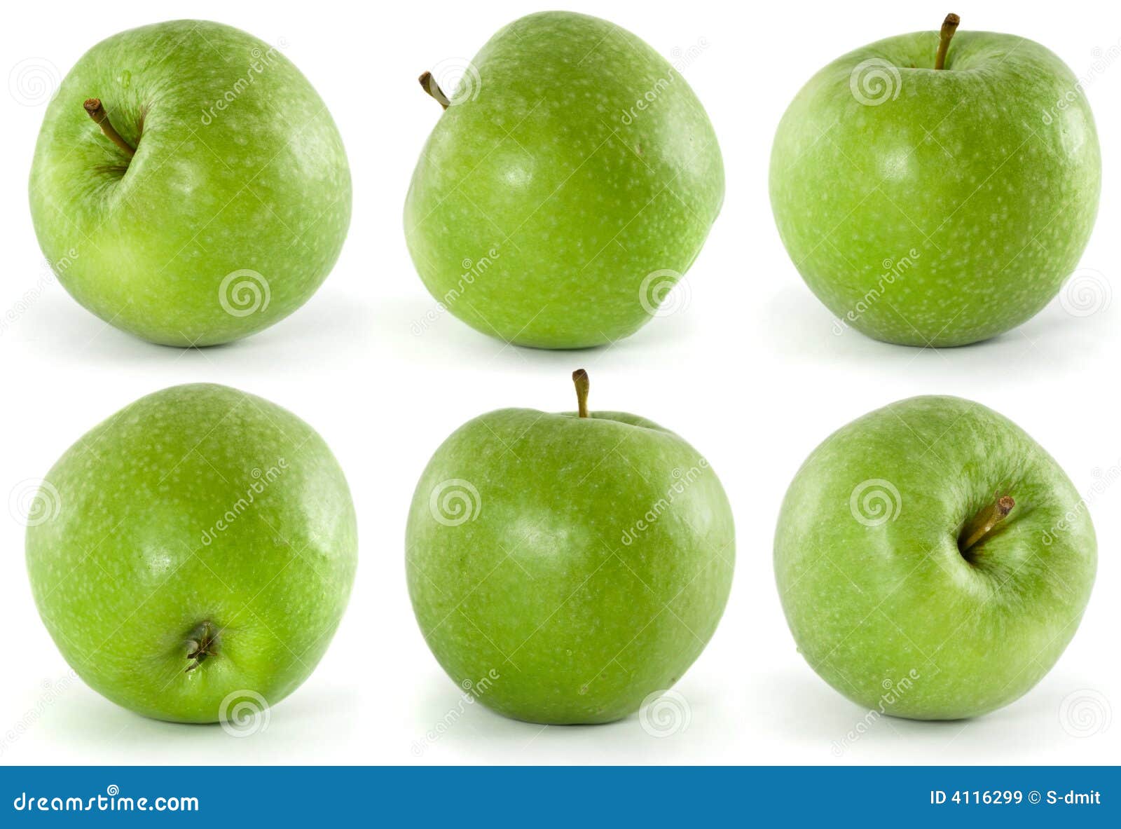 Seis manzanas verdes imagen de archivo. Imagen de travieso - 4116299