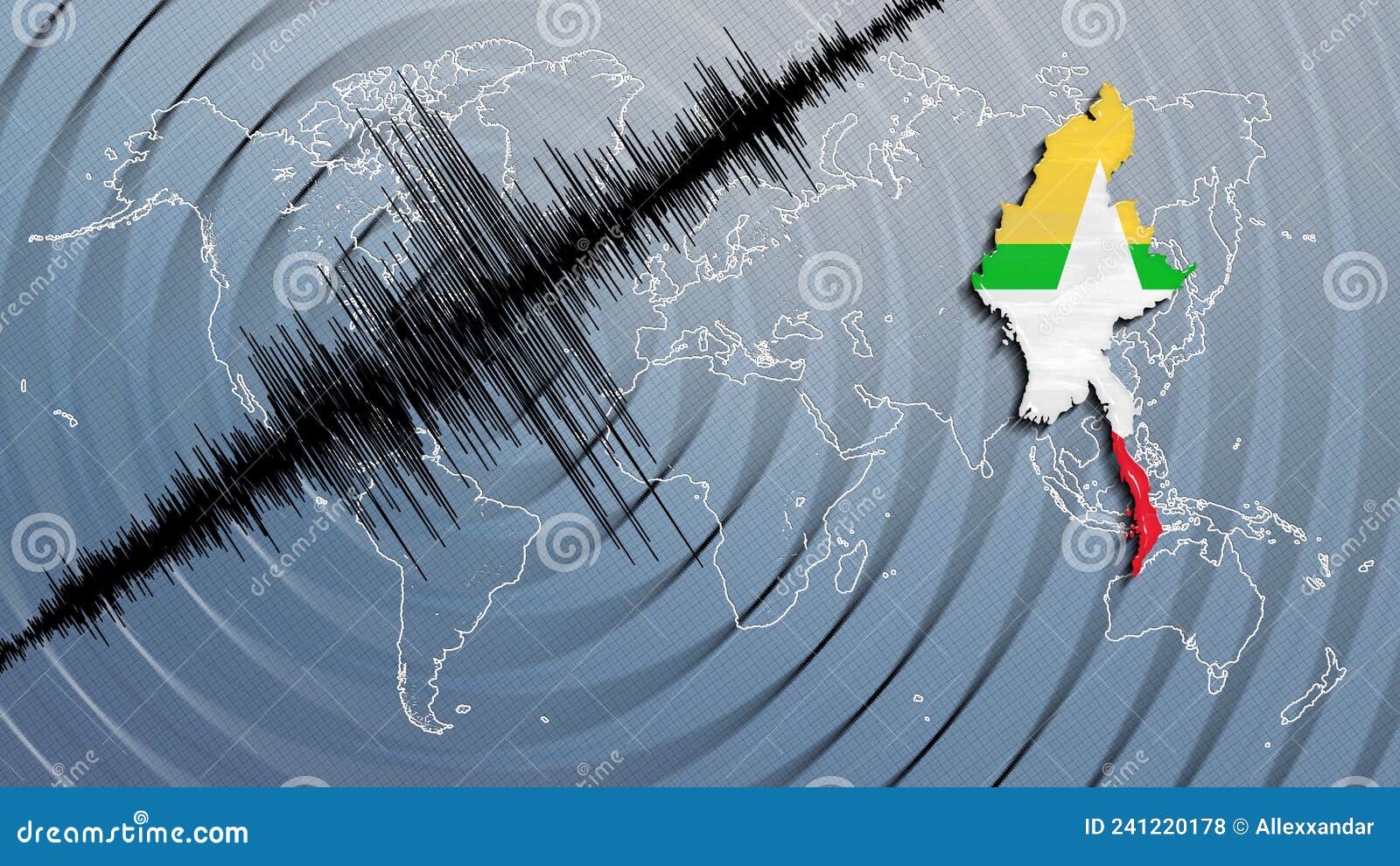 Seismic Activity Earthquake Myanmar Map Stock Illustration ...