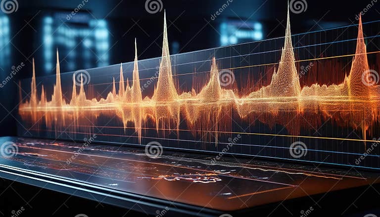 Seismograph Displaying Precise Earthquake Data on Digital Screen Stock ...
