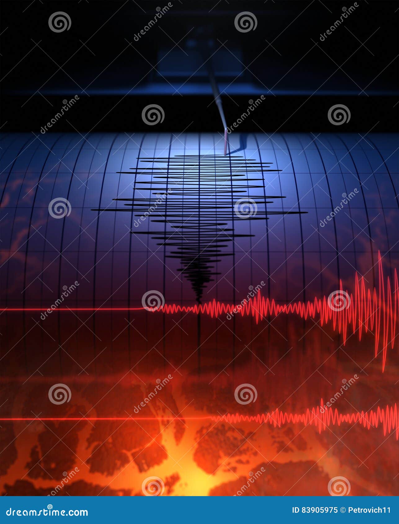 Seismograph with paper stock illustration. Illustration of recording ...