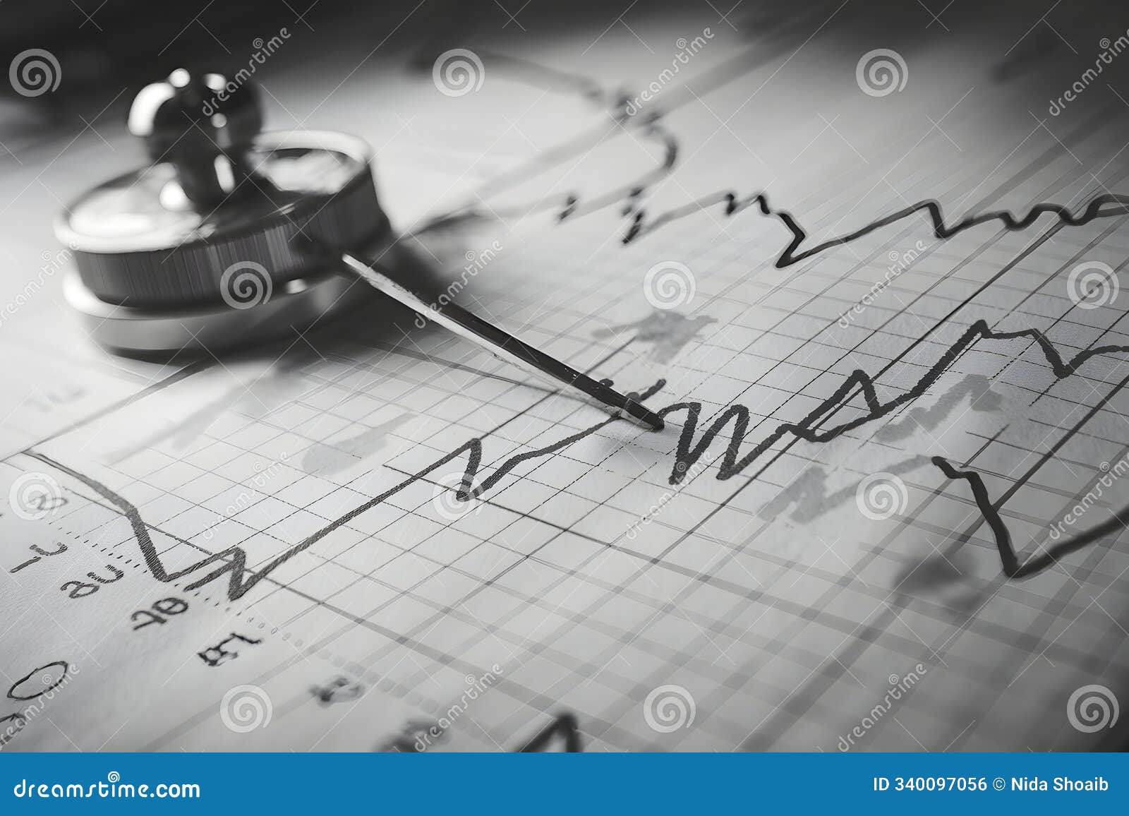 Seismograph Records Seismic Waves on Graph Paper, Indicating Earthquake ...