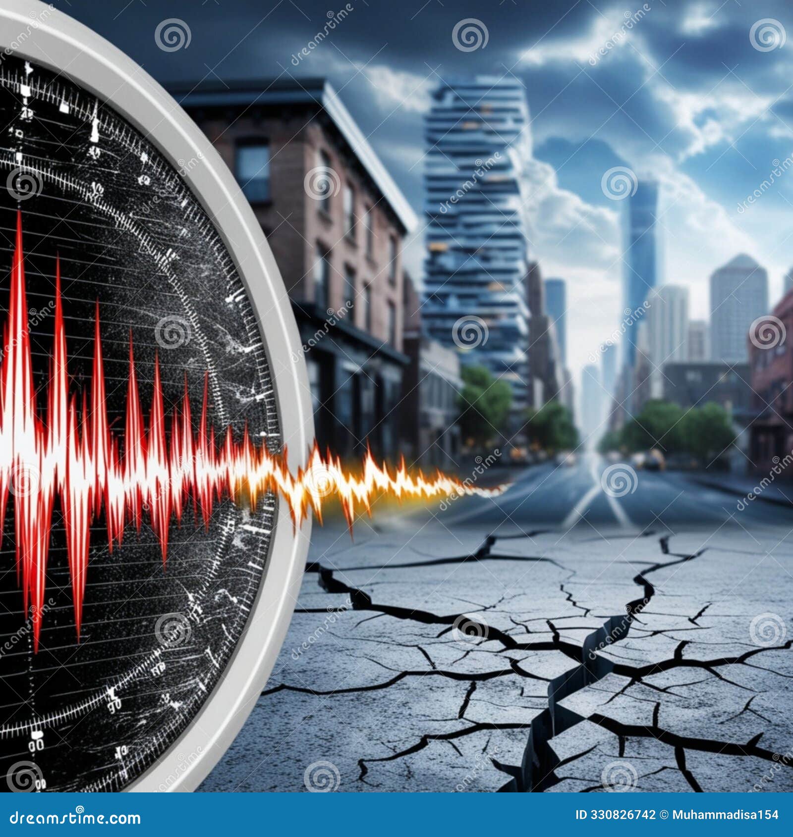 Seismograph with Sharp Lines Indicating a Powerful Earthquake Stock ...