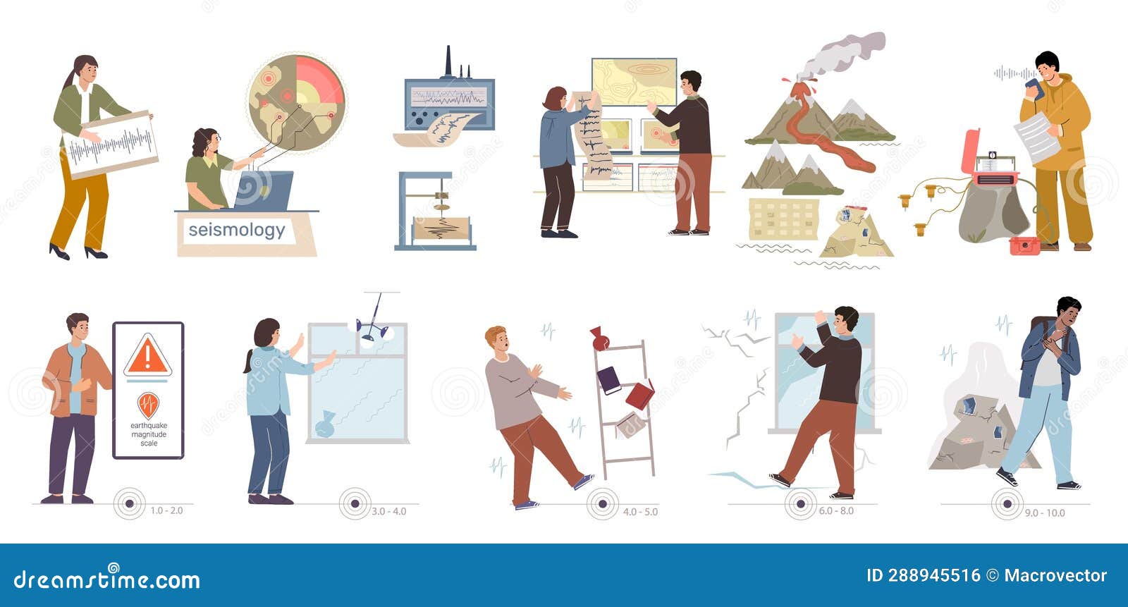 Seismology Flat Square Illustrations | CartoonDealer.com #291050970