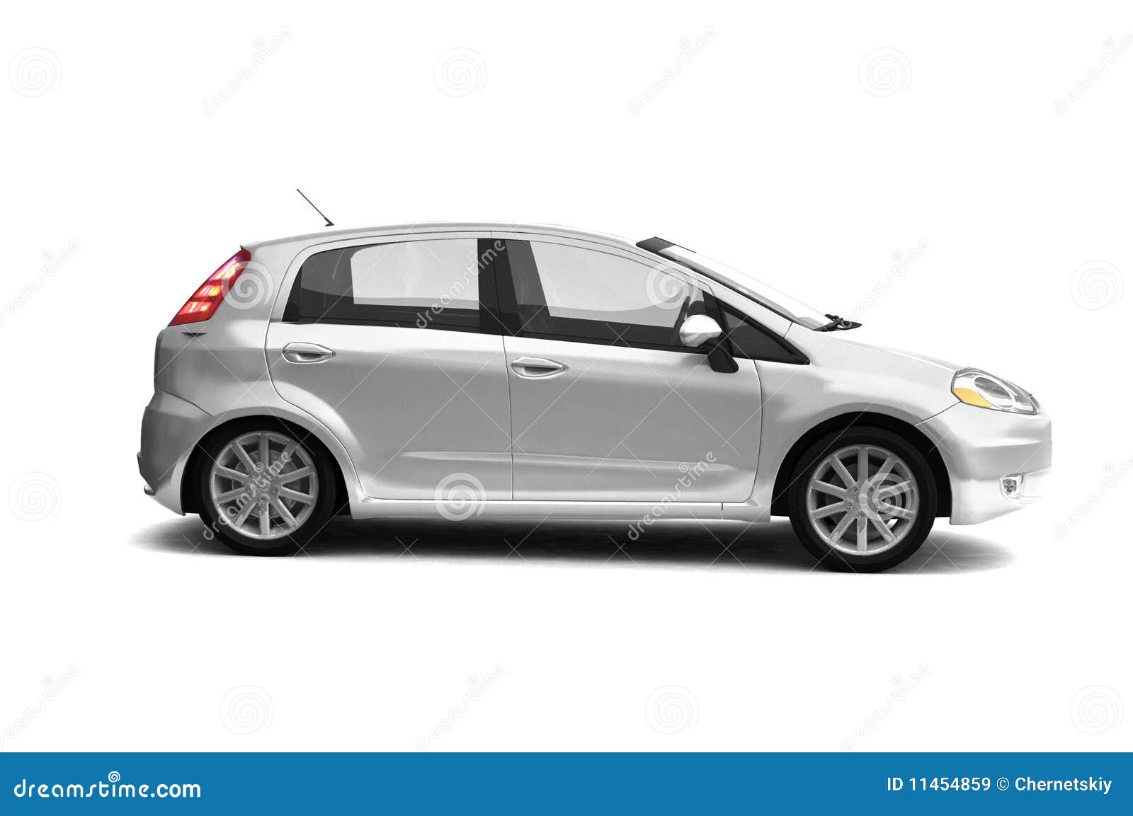 Seitenansicht Des Silbernen Autos Des Hatchback Stock Abbildung ...