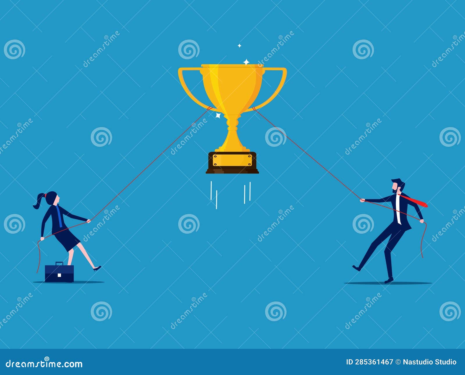 Seize Success. Businessmen Collectively Pull the Trophy Stock Vector ...
