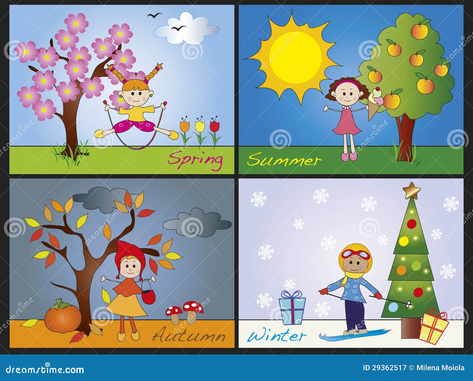 Seizoenen stock illustratie. Illustratie bestaande uit vier - 29362517