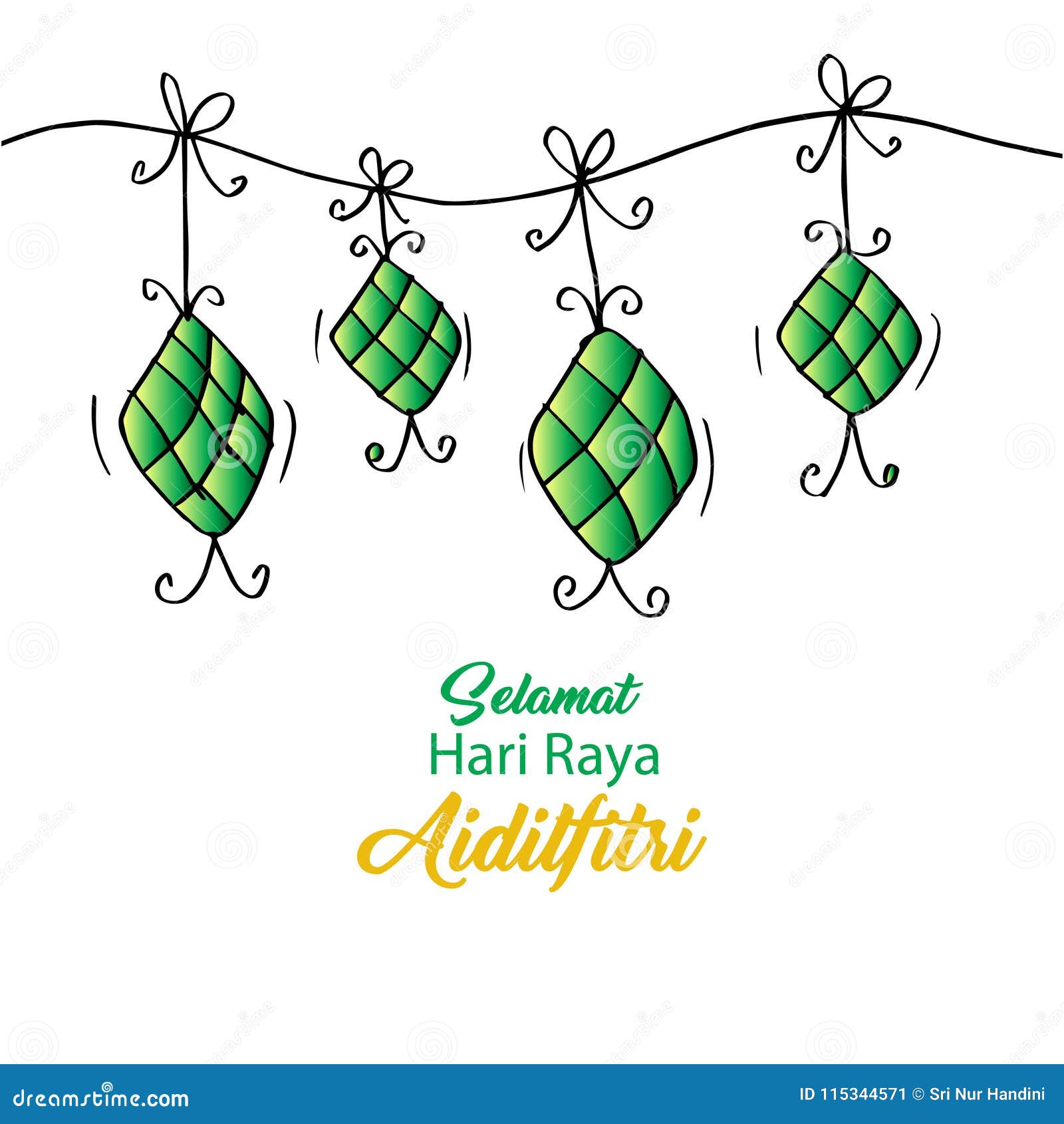 Selamat Hari Raya Aidilfitri Con El Ketupat Stock de ilustración ...