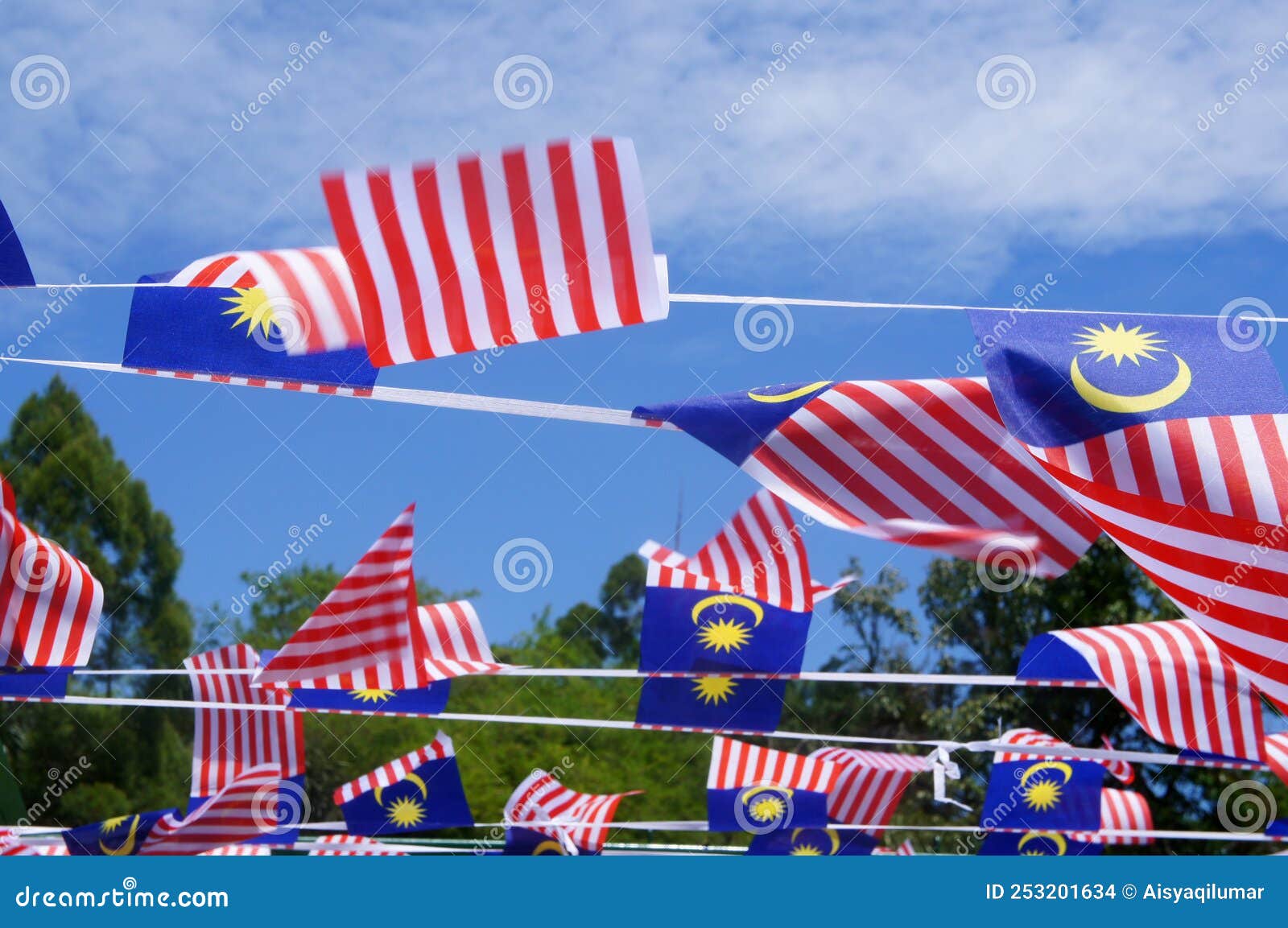 Several Small Malaysian Flags are Tied Together and Installed ...