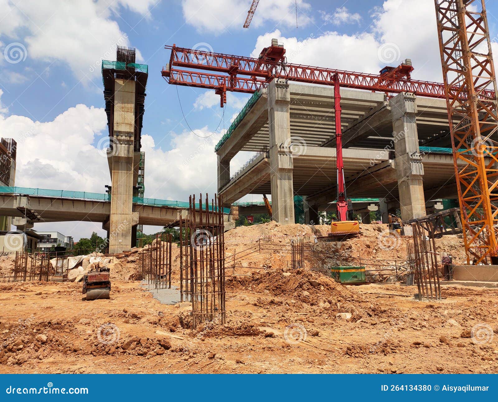 An Elevated Road is Under Construction. Reinforced Concrete is Used for ...