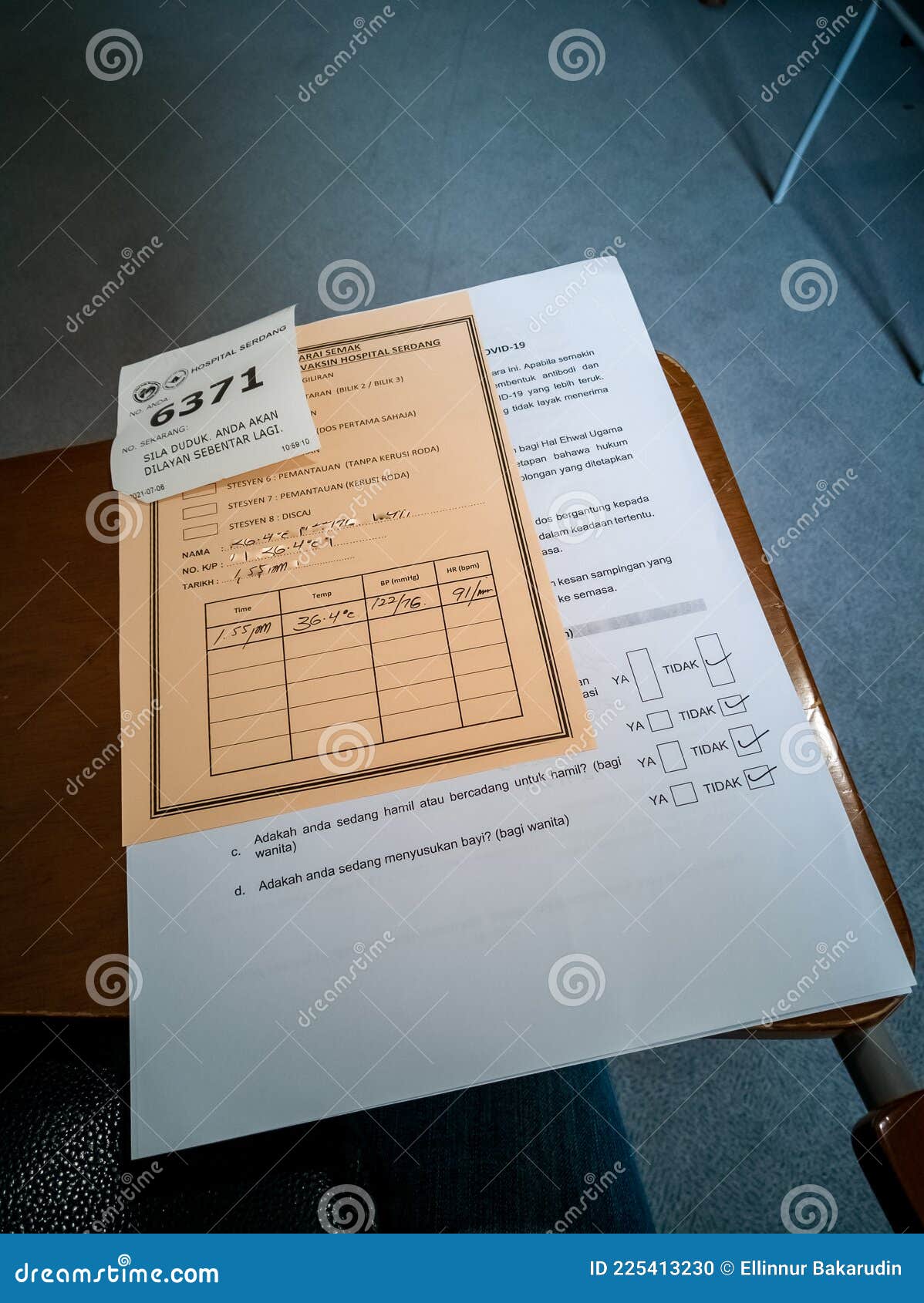 Vaccination Documents with Queue Number in Hospital Serdang Editorial ...