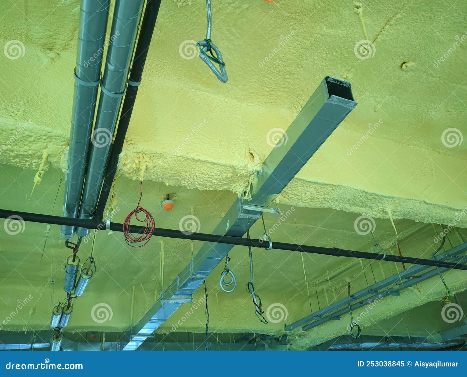 A Concrete Ceiling Surface that Has Been Sprayed with a Layer of ...