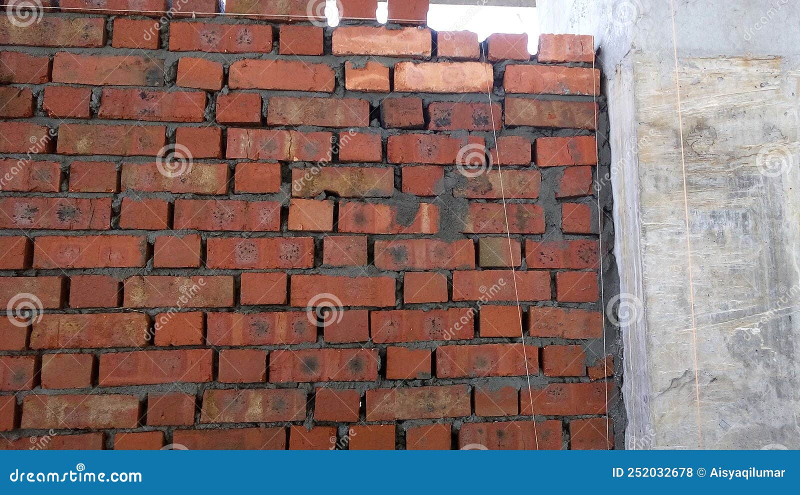 Brick Installation Works at Construction Sites. Stock Photo - Image of ...