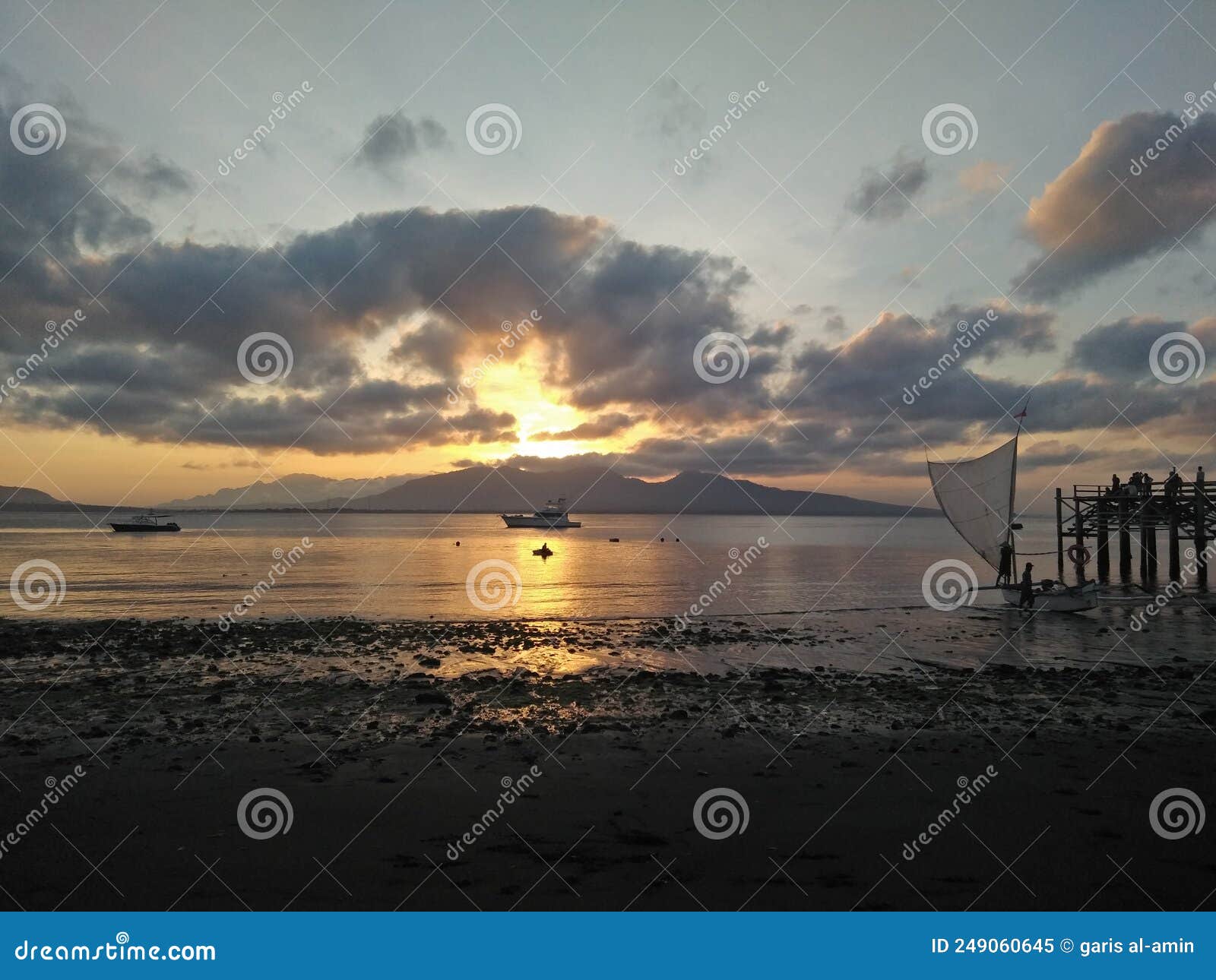 Selat Bali stock image. Image of afterglow, reflection - 249060645