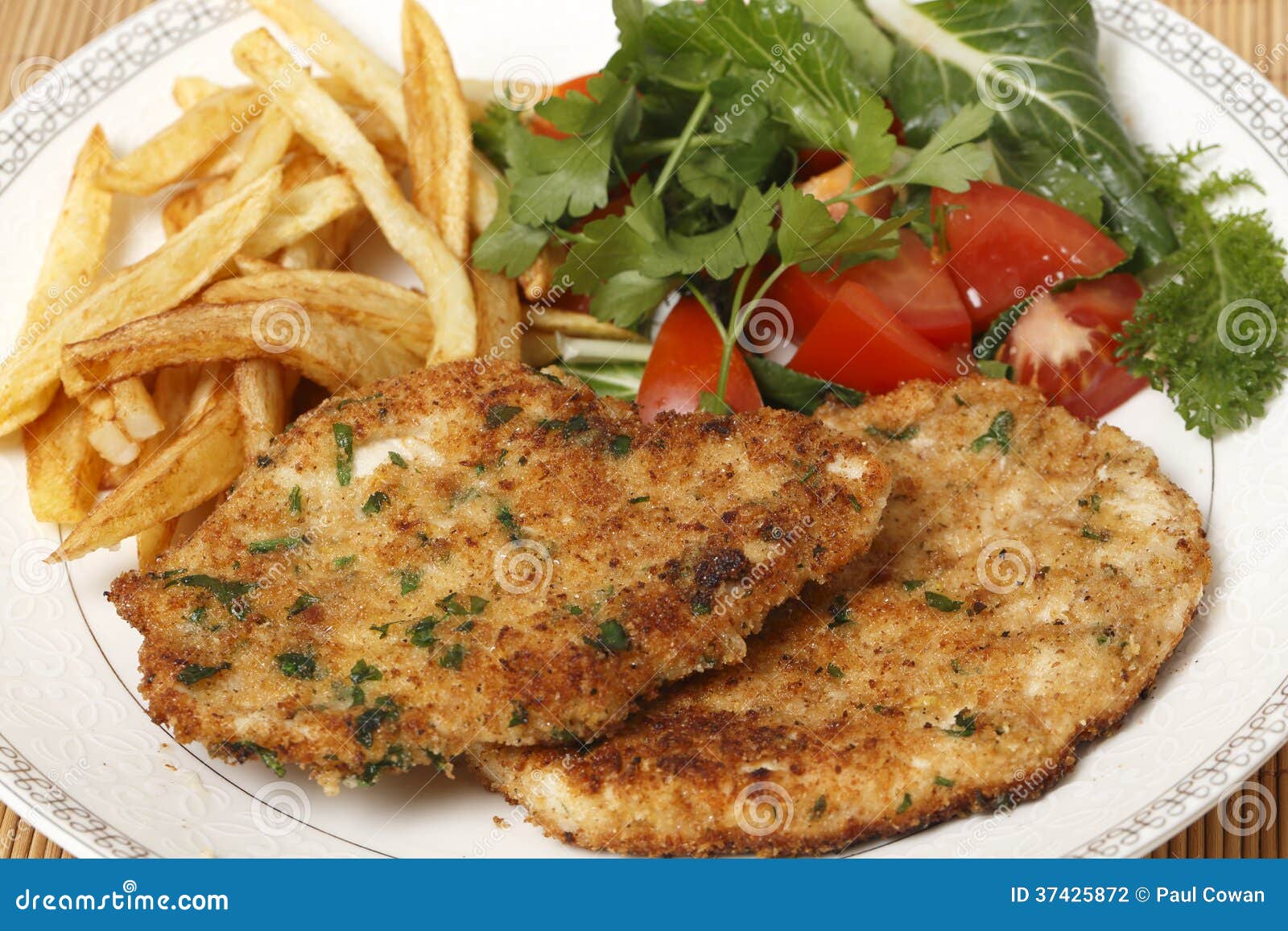 Selbst Gemachte Hühnerschnitzel Stockfoto - Bild von speisen, gabel ...