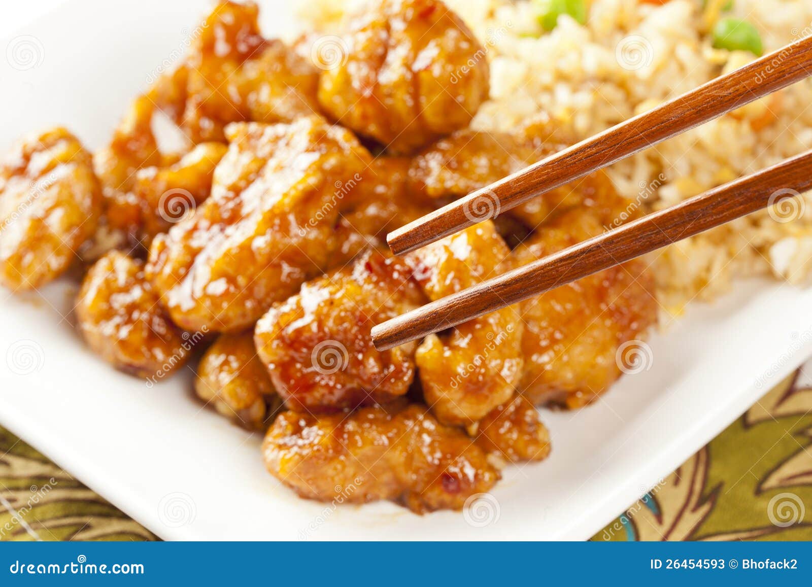 Selbst Gemachtes Orange Huhn Mit Reis Stockbild - Bild von gewürz ...