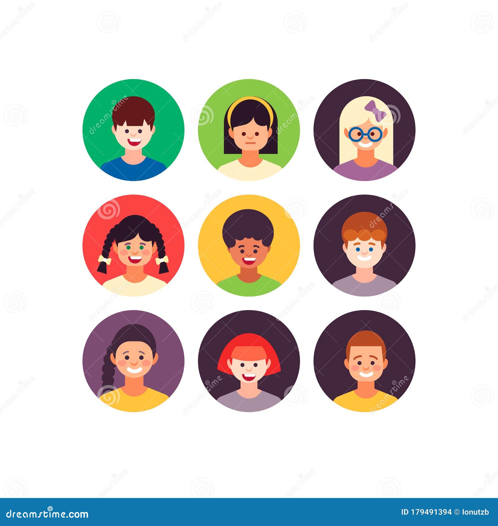 Kids Avatar Group of Users Profile Picture Stock Vector - Illustration ...