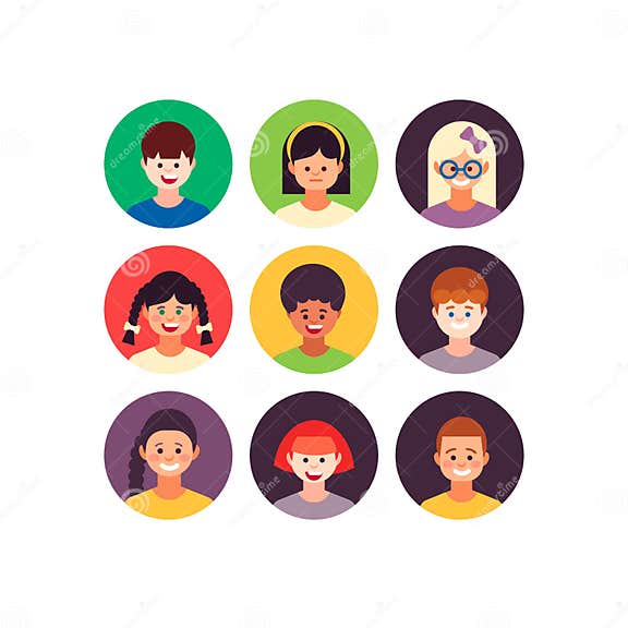 Kids Avatar Group of Users Profile Picture Stock Vector - Illustration ...