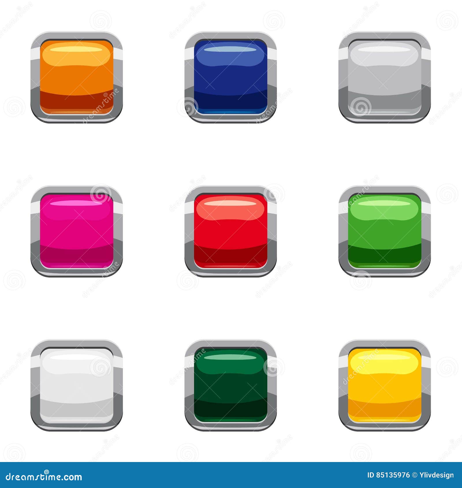 Select Action with Button Icons Set, Cartoon Style Stock Vector ...