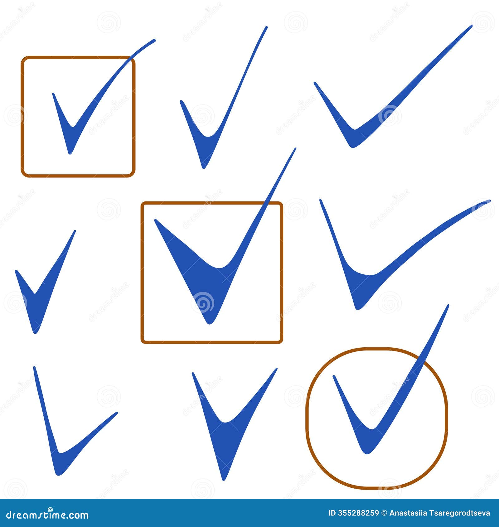 Select Boxes Marked in Blue Ink. Stock Illustration - Illustration of ...