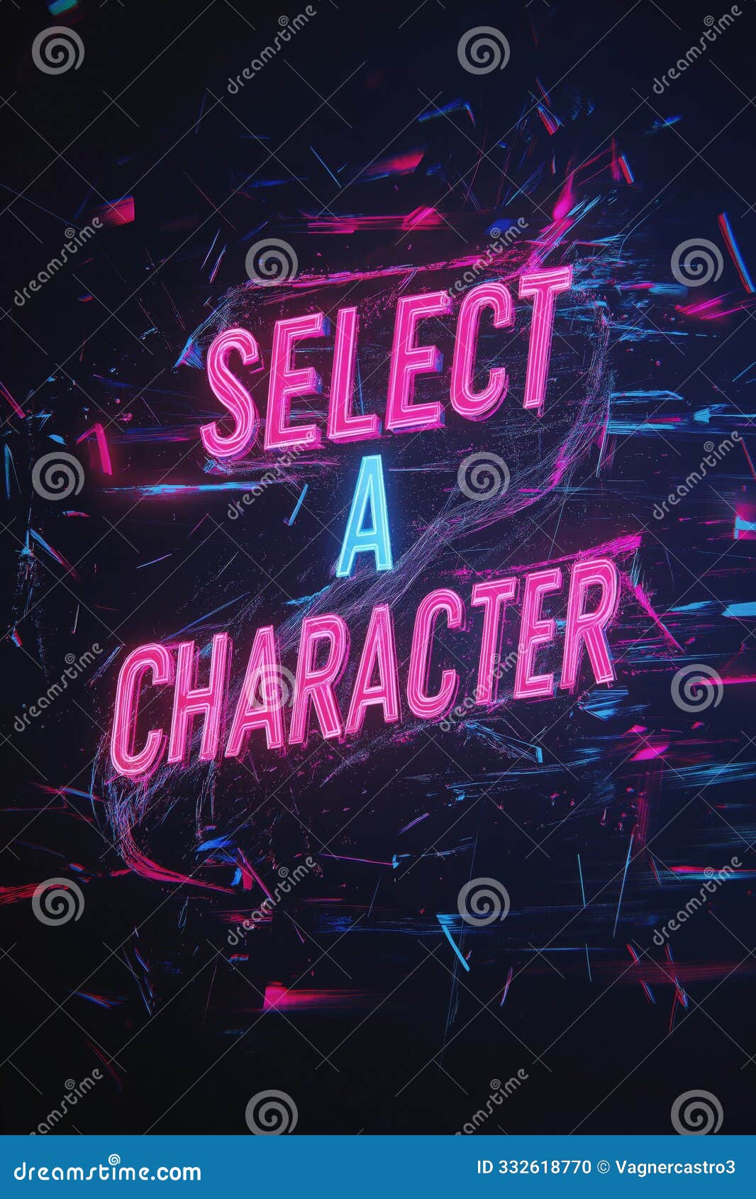 Select a Character Neon Text with Glitch and Motion Blur Effects ...