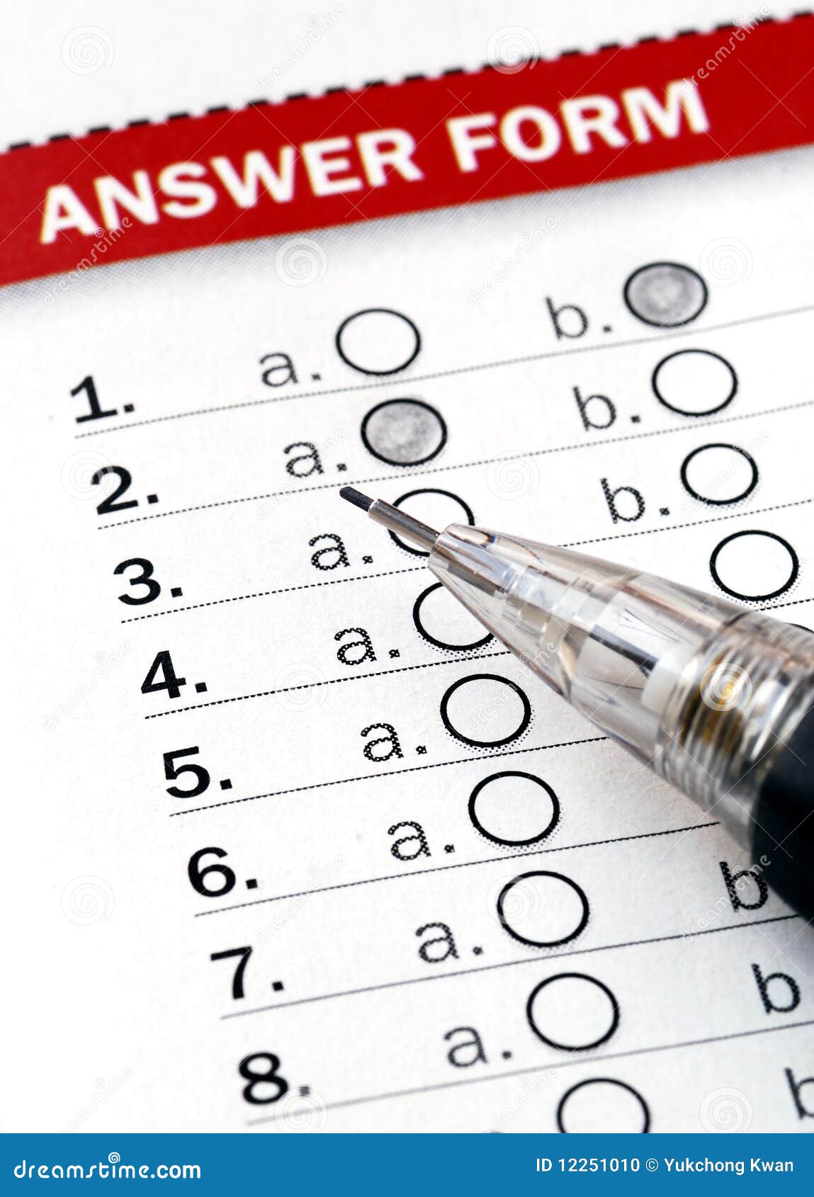 Select a Choice from an Answer Form Stock Photo - Image of survey ...