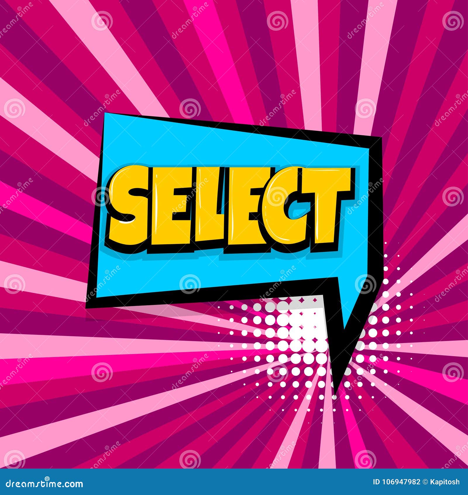 Select Comic Text Radial Backdrop Vector Illustration | CartoonDealer ...