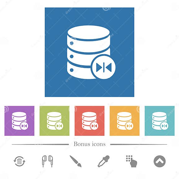 Select Database Table Column Flat White Icons in Square Backgrounds ...