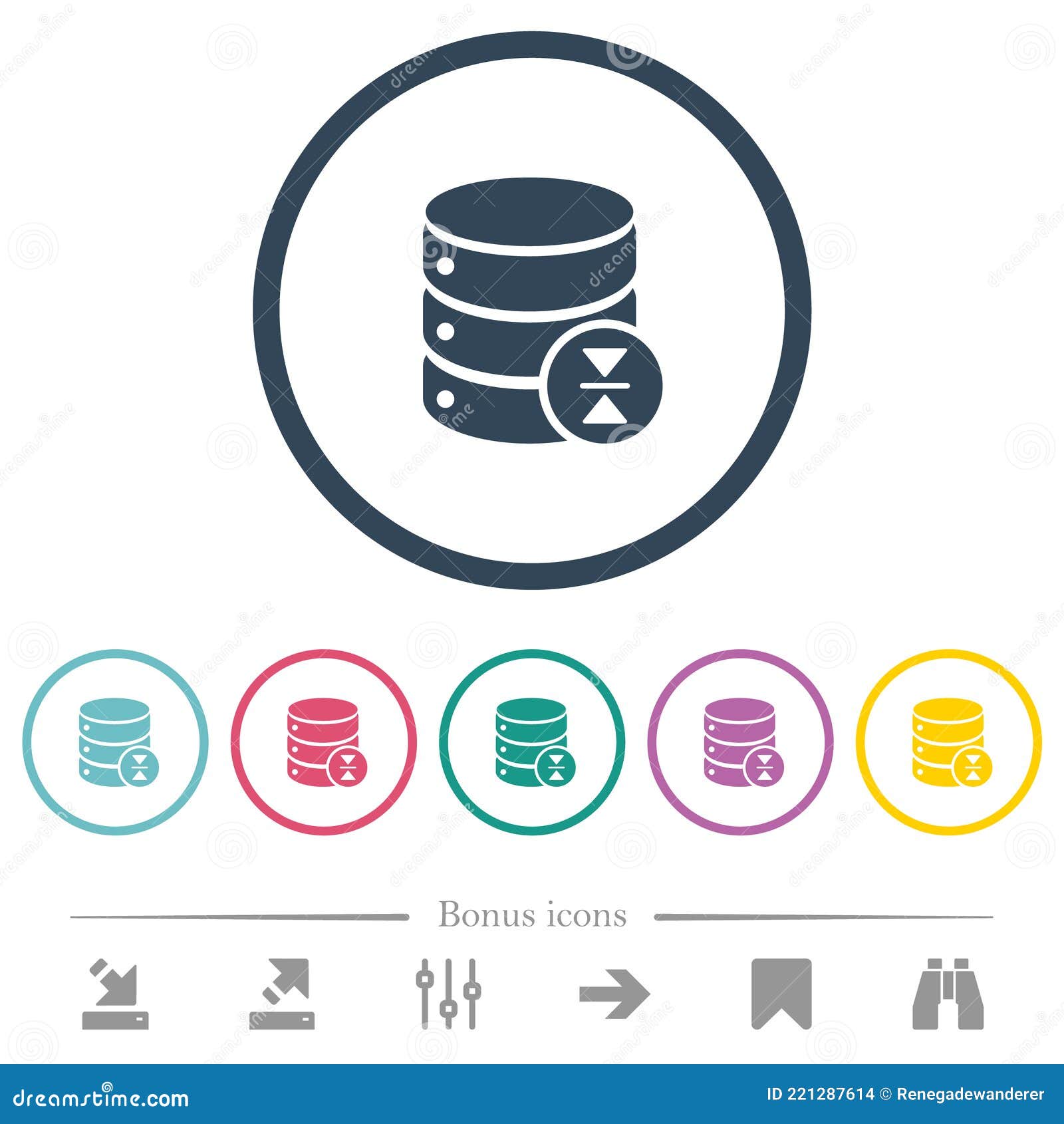 Select Database Table Row Flat Color Icons In Round Outlines Stock 8005