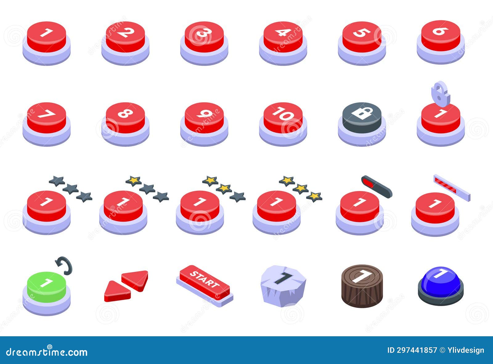 Select Game Level Icons Set Isometric Vector. Indicator Pointer Stock ... Select Game Level Icons Set Isometric Vector. Indicator Pointer Stock ...