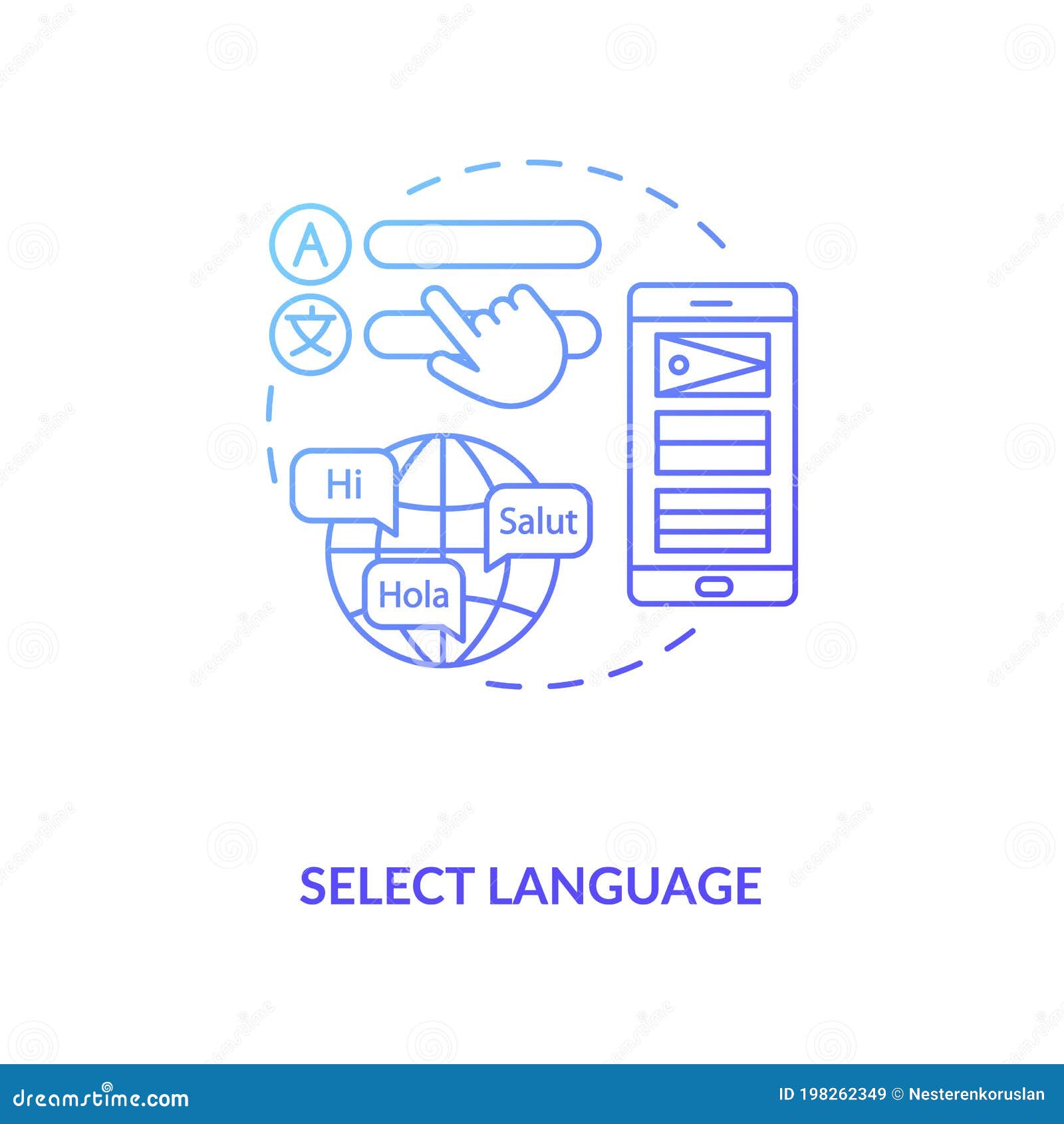 Select Language Concept Icon Stock Vector - Illustration of drawing ...