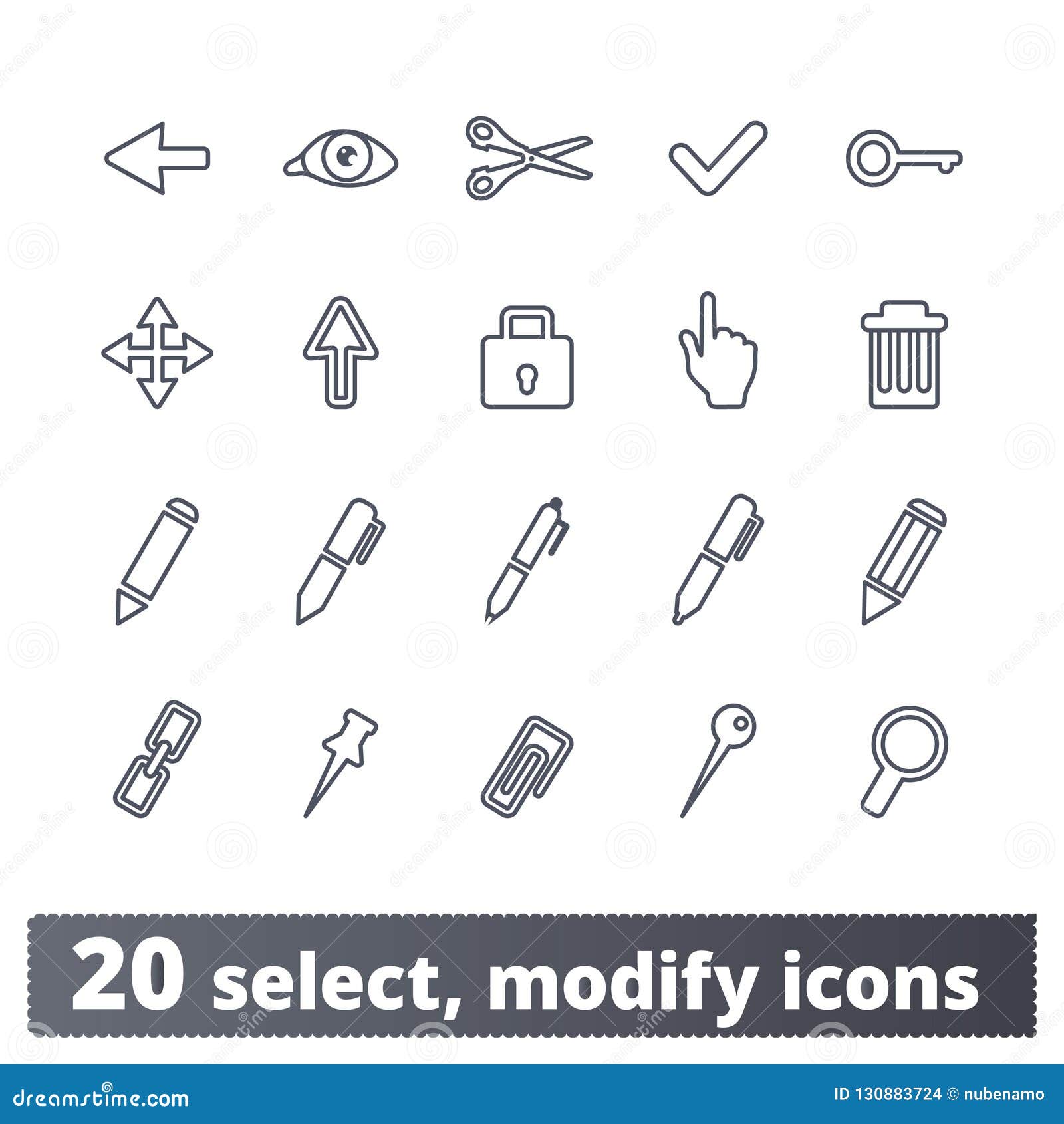 Select, Modify, Graphic Designer Tools Icons Set Stock Vector ...