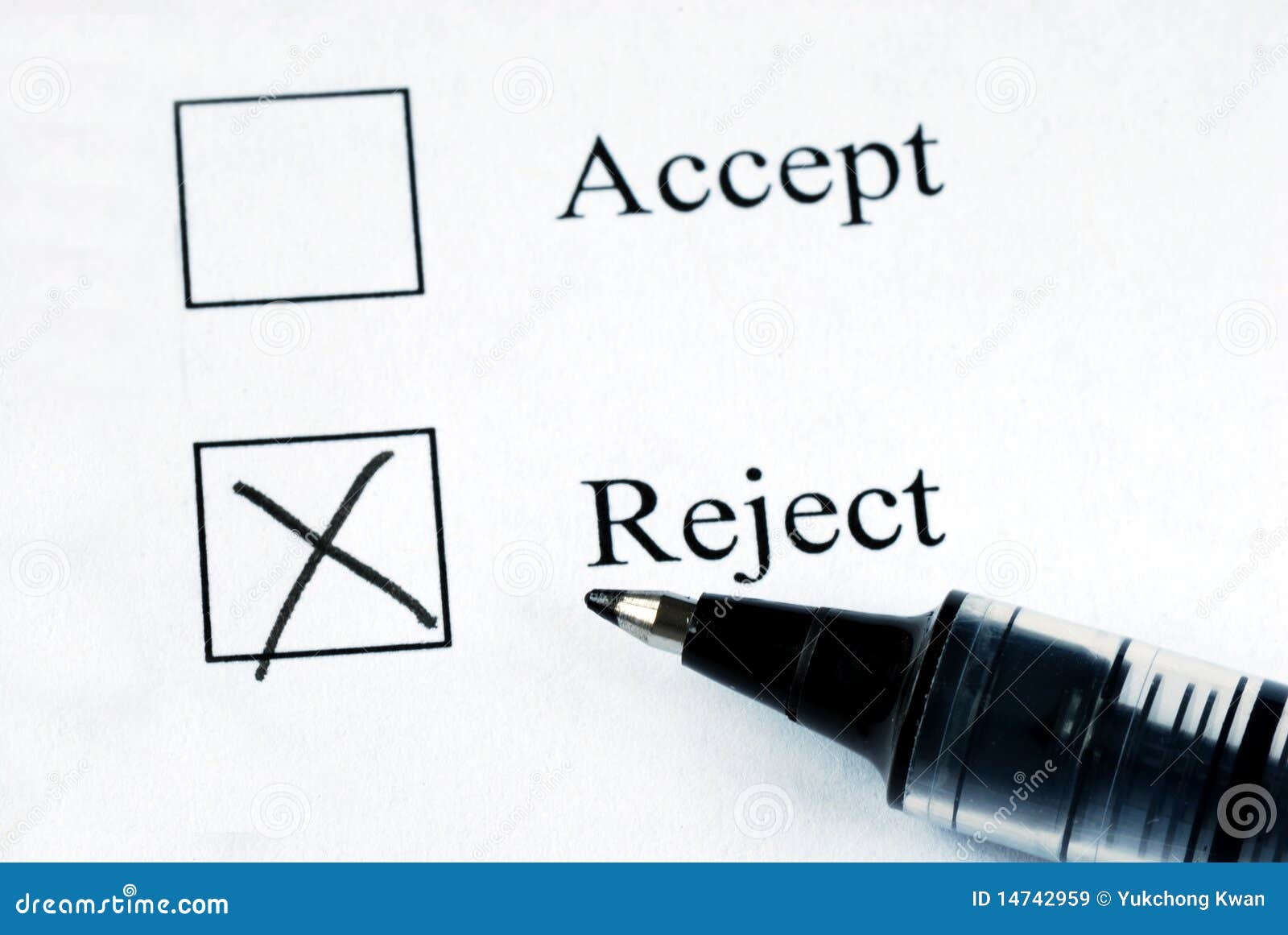 Select the Reject option stock image. Image of positive - 14742959