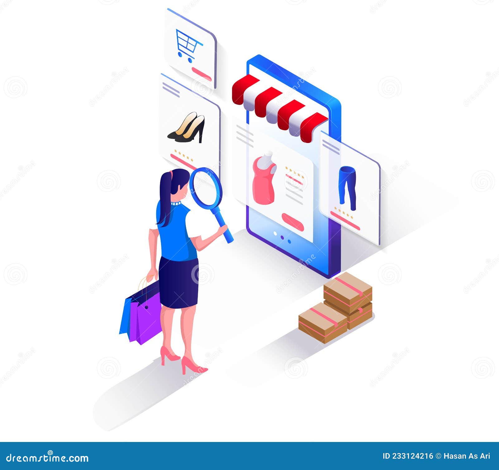 Select and Search for Online Shopping Items Stock Vector - Illustration ...
