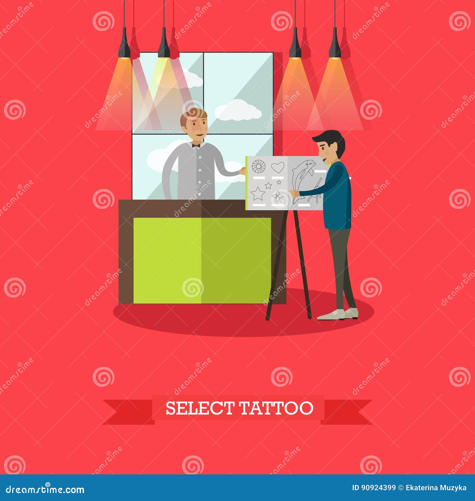 Select Tattoo Concept Vector Illustration in Flat Style Stock Vector ...