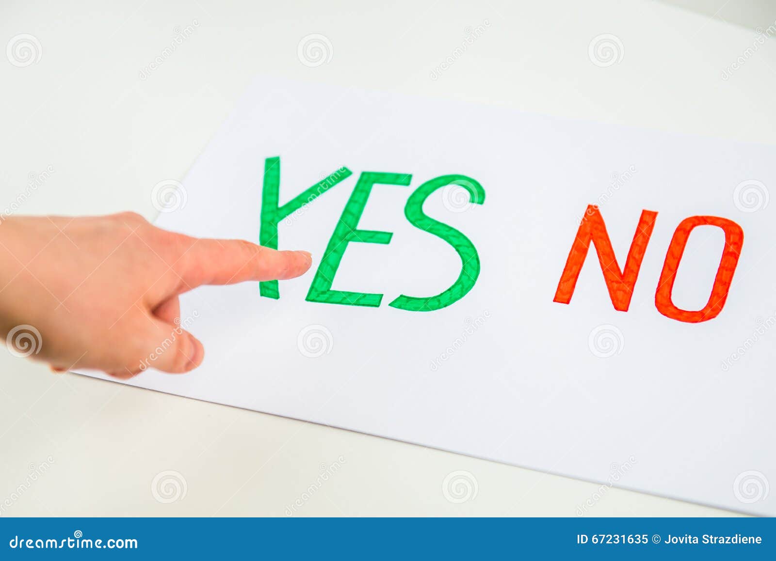 Select yes or no stock image. Image of finger, green - 67231635