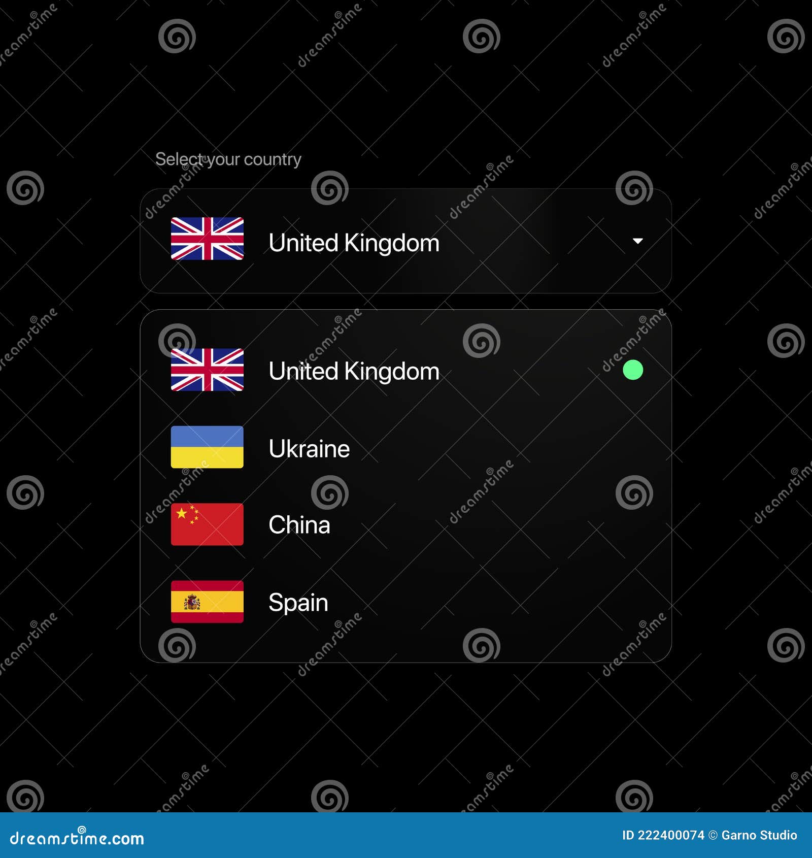 Select Your Country Settings Panel. Where are You from. Flat User ...