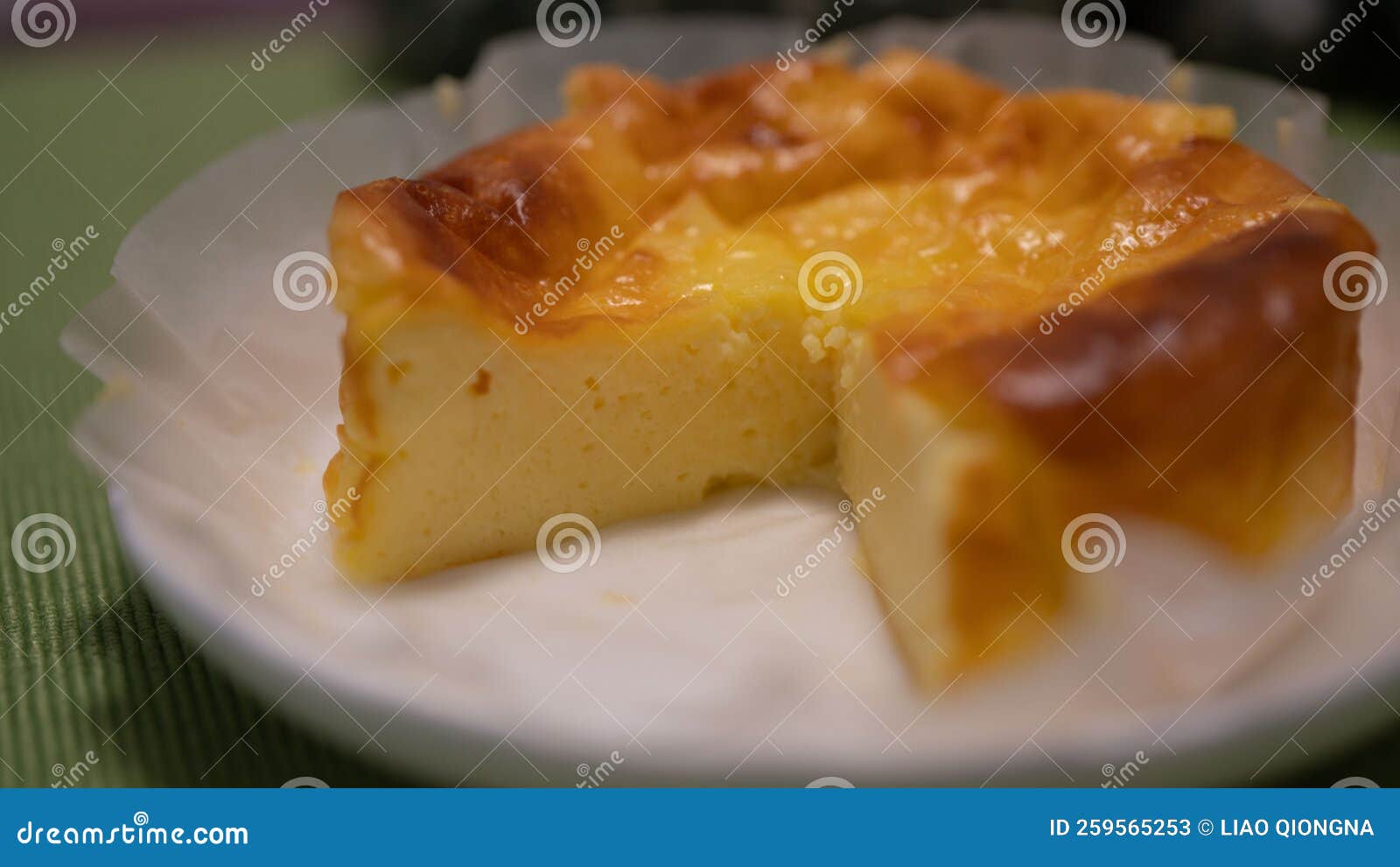 Selected Focus Basque Burnt Cheese Cake on Wooden Plate Stock Image ...