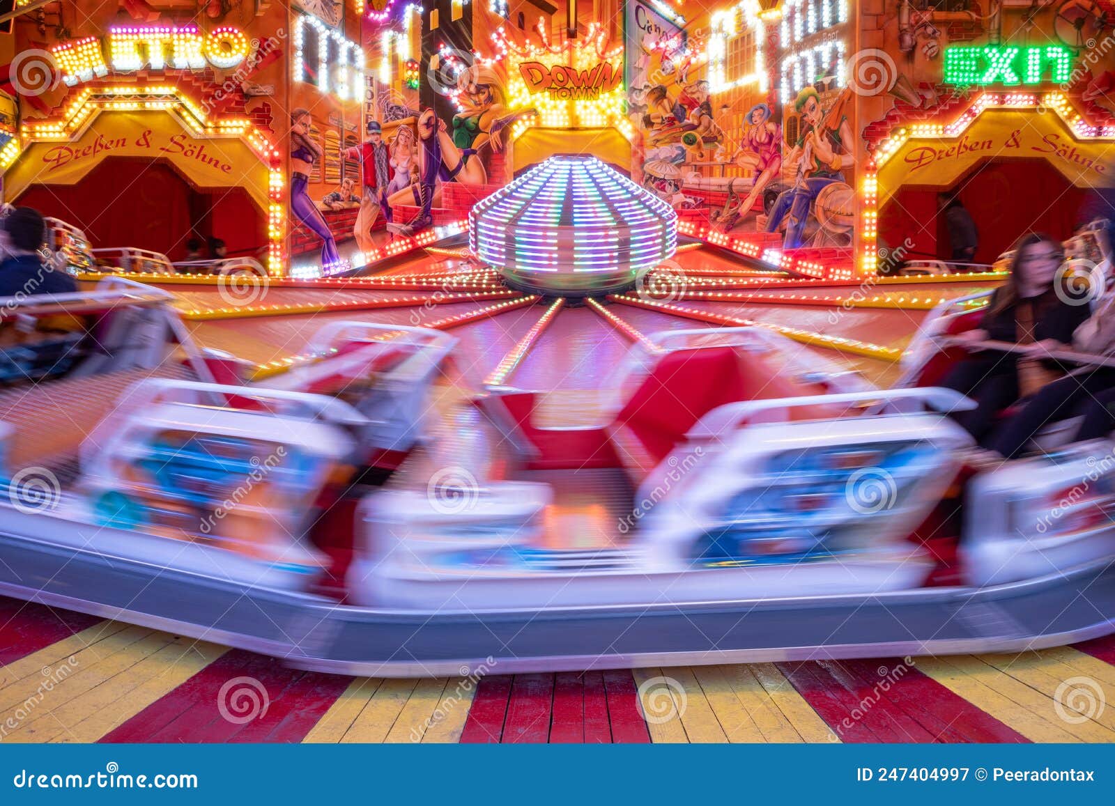 Amusement Ride of Carousel with Movement of Rotating Sloping Platform ...