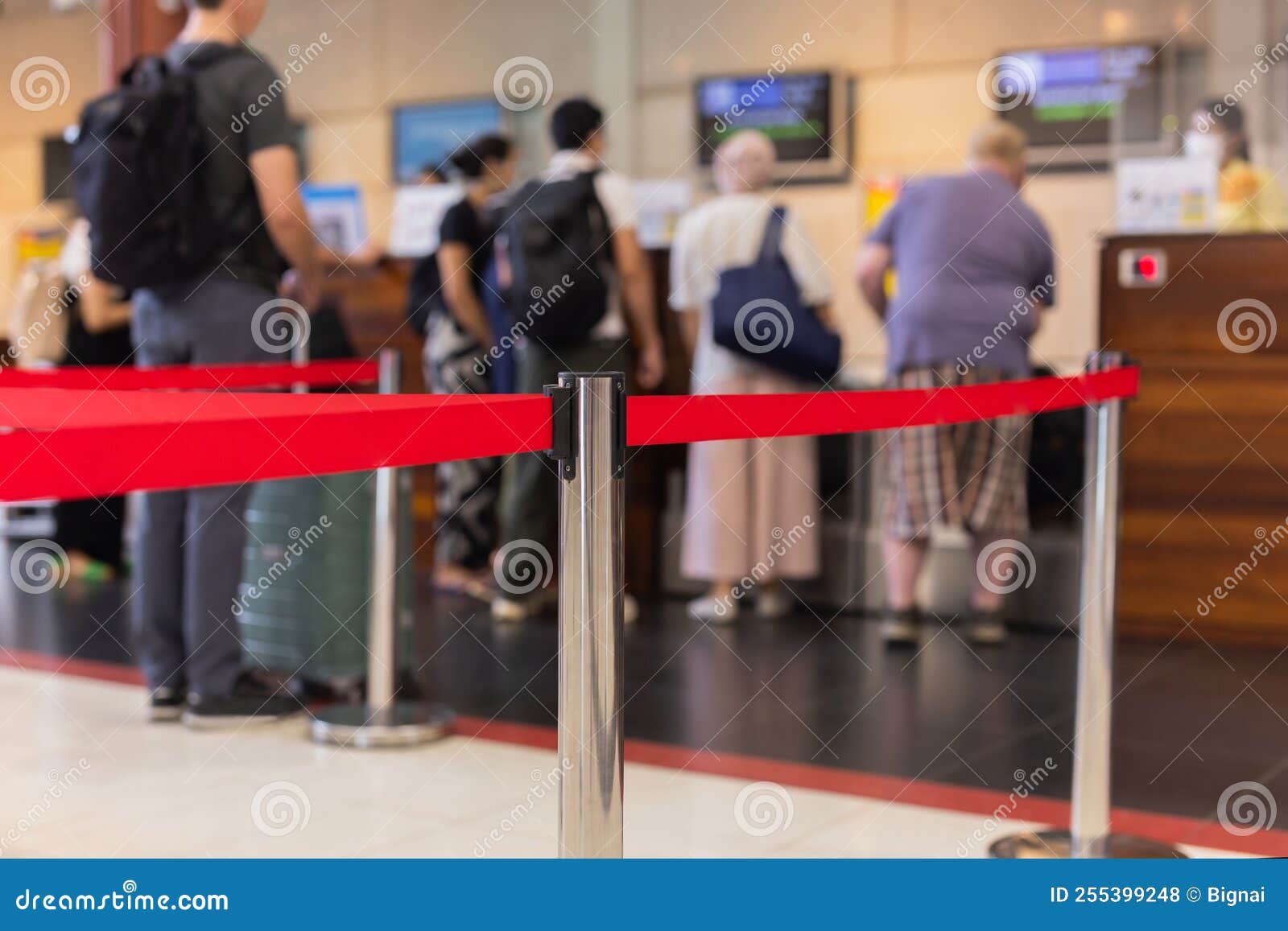 Selected Focus on Security Post with Passenger Check in at the Airport ...