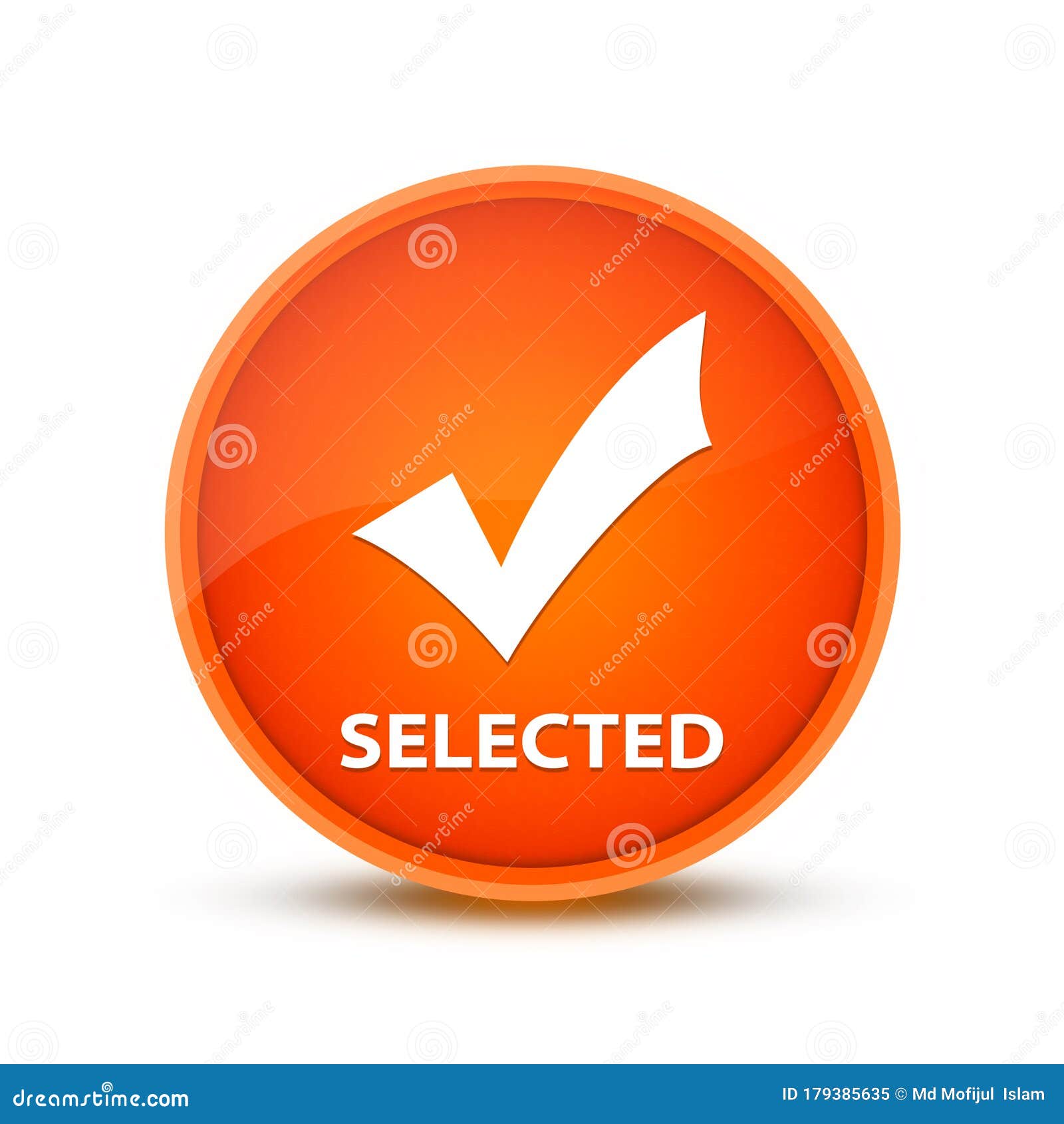 Selected Icon Isolated on Orange Round Button Abstract Button Abstract ...