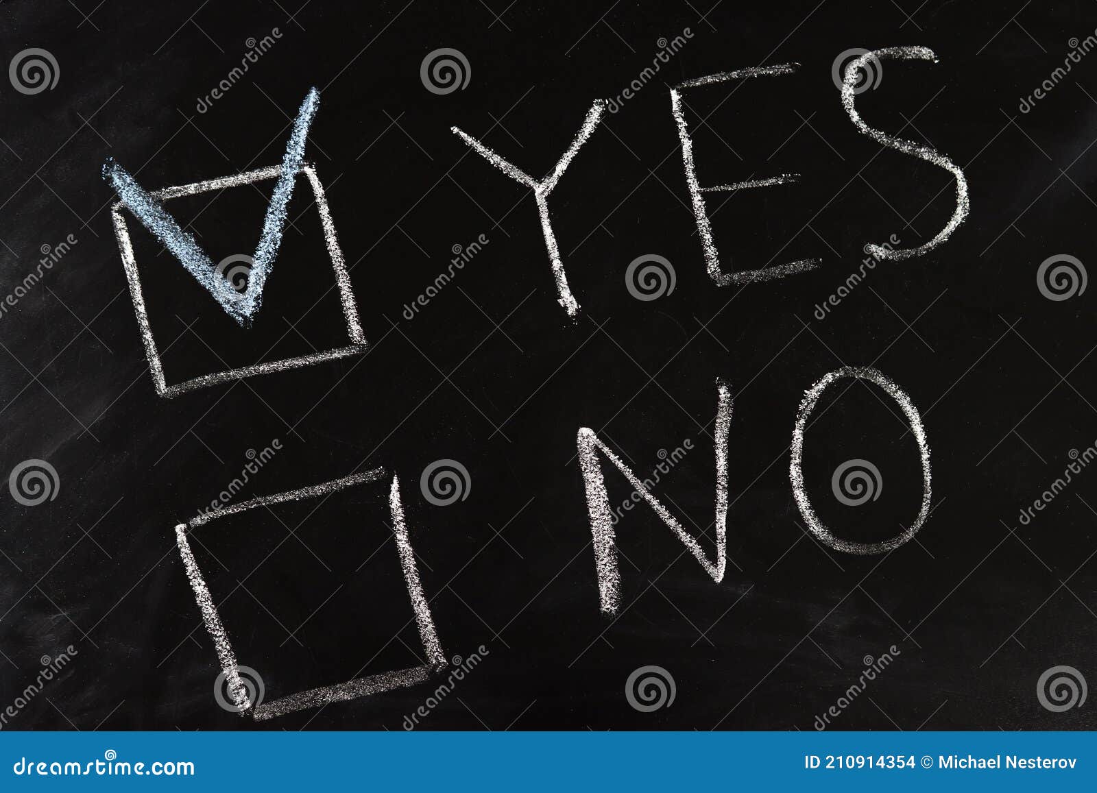 Selected YES on the School Chalkboard Stock Photo - Image of check ...