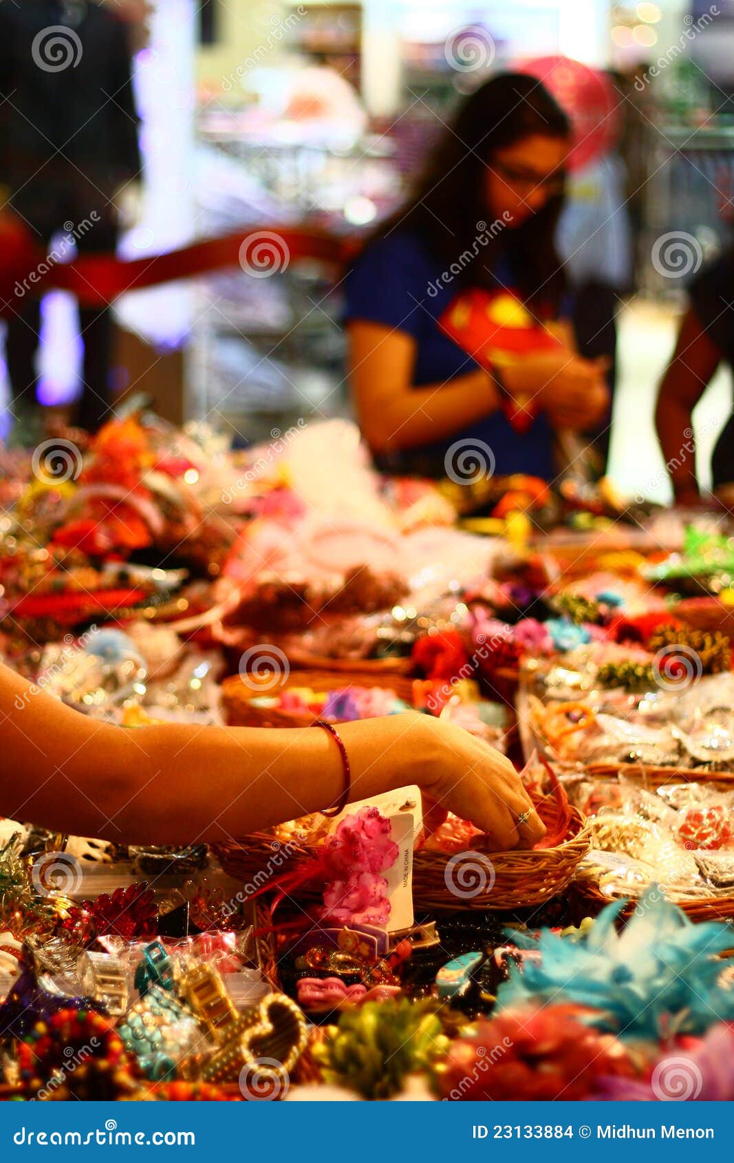 Selecting Accessories at an Indian Fancy Store Stock Photo - Image of ...