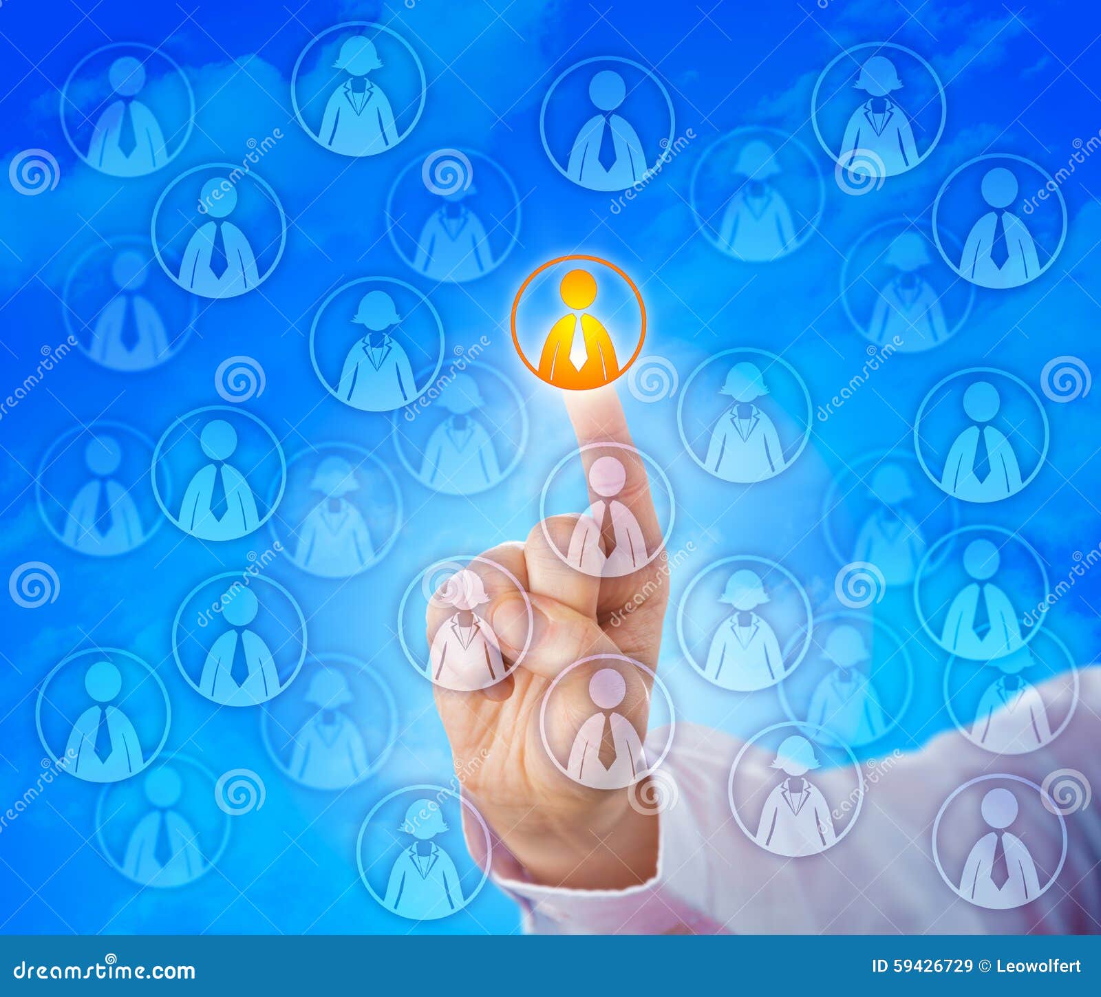 Selecting One Male Worker in a Virtual Crowd Stock Image - Image of ...