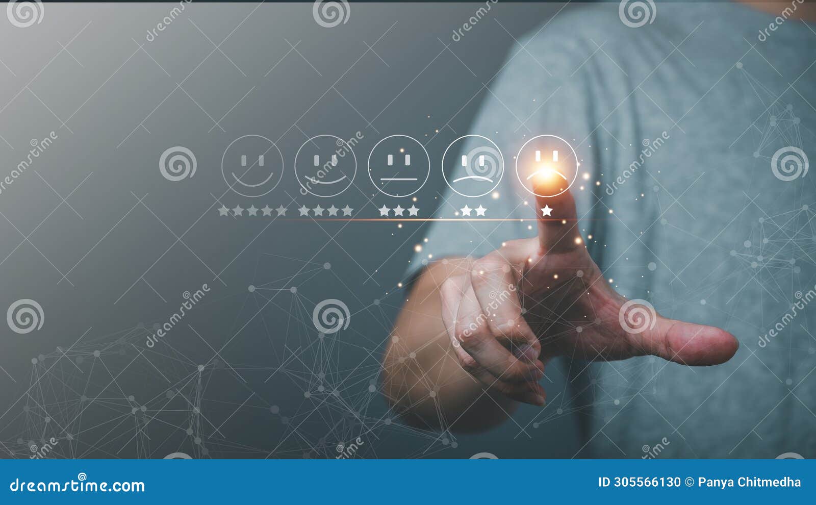 Selecting a One-Star Rating on Digital Feedback System Stock Photo ...